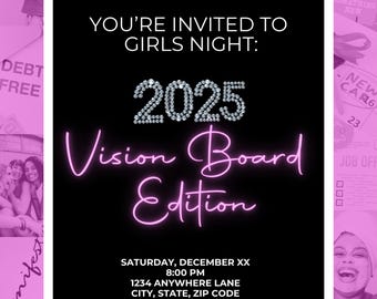 2025 Vision Board Party Invitation Template | Manifestation Party ...