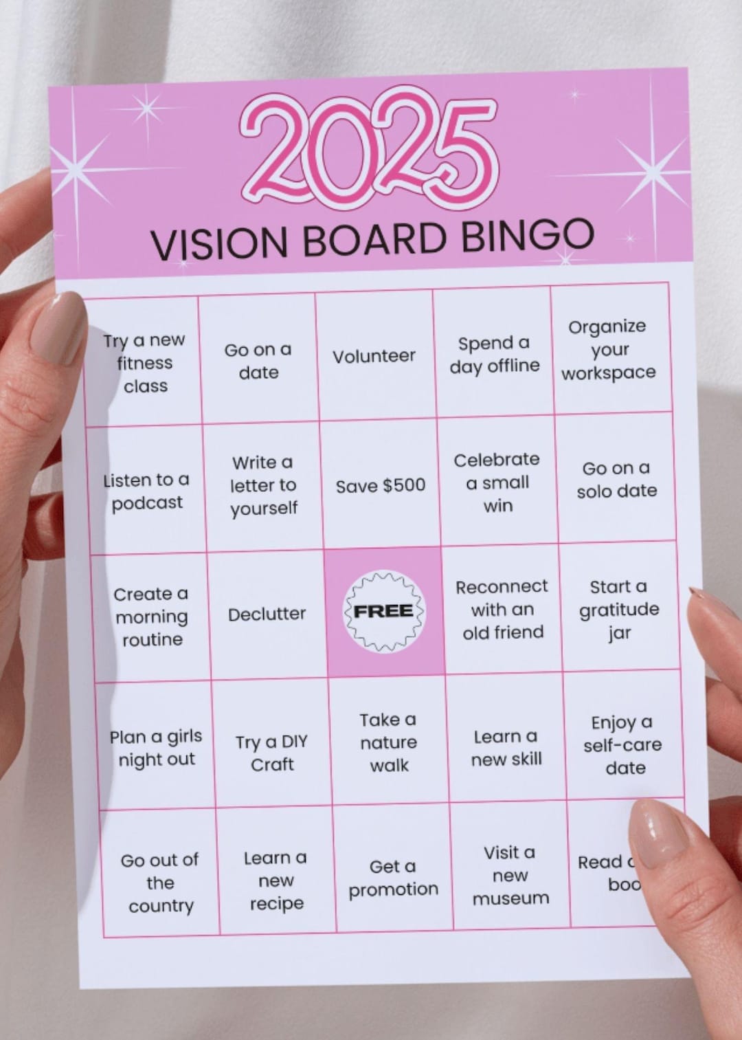 2025 Vision Board Bingo Template | Girls Night | Manifestation Party ...