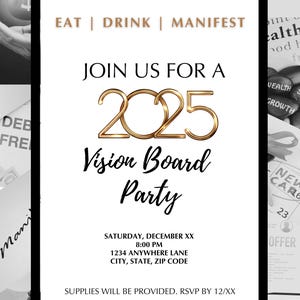 2025 Vision Board Party Invitation Template | Manifestation Party ...