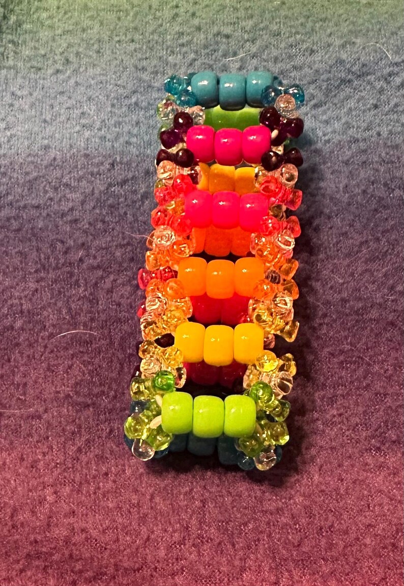 Rainbow Tri and Pony Bead Ladder Kandi Bracelet - Etsy