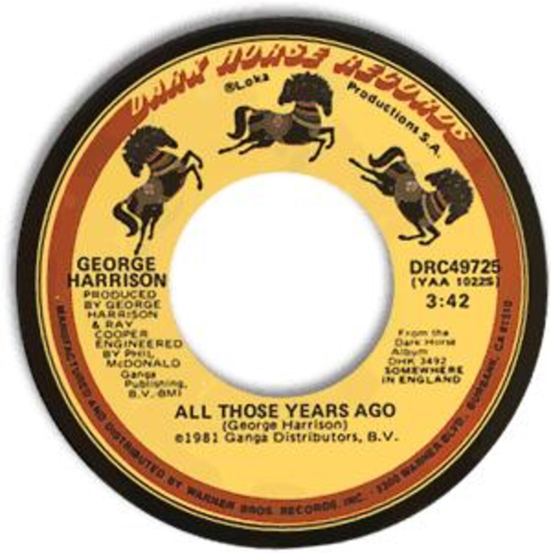 George Harrison All Those Years Ago 45 RPM Vinyl Single 7" - Etsy