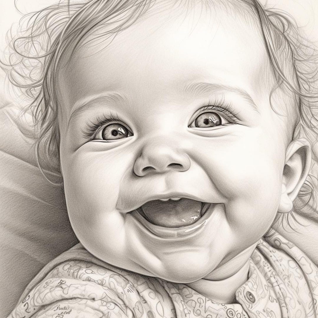Custom Baby Pencil Portrait From Photo | Portraits Gift | Baby Portrait ...