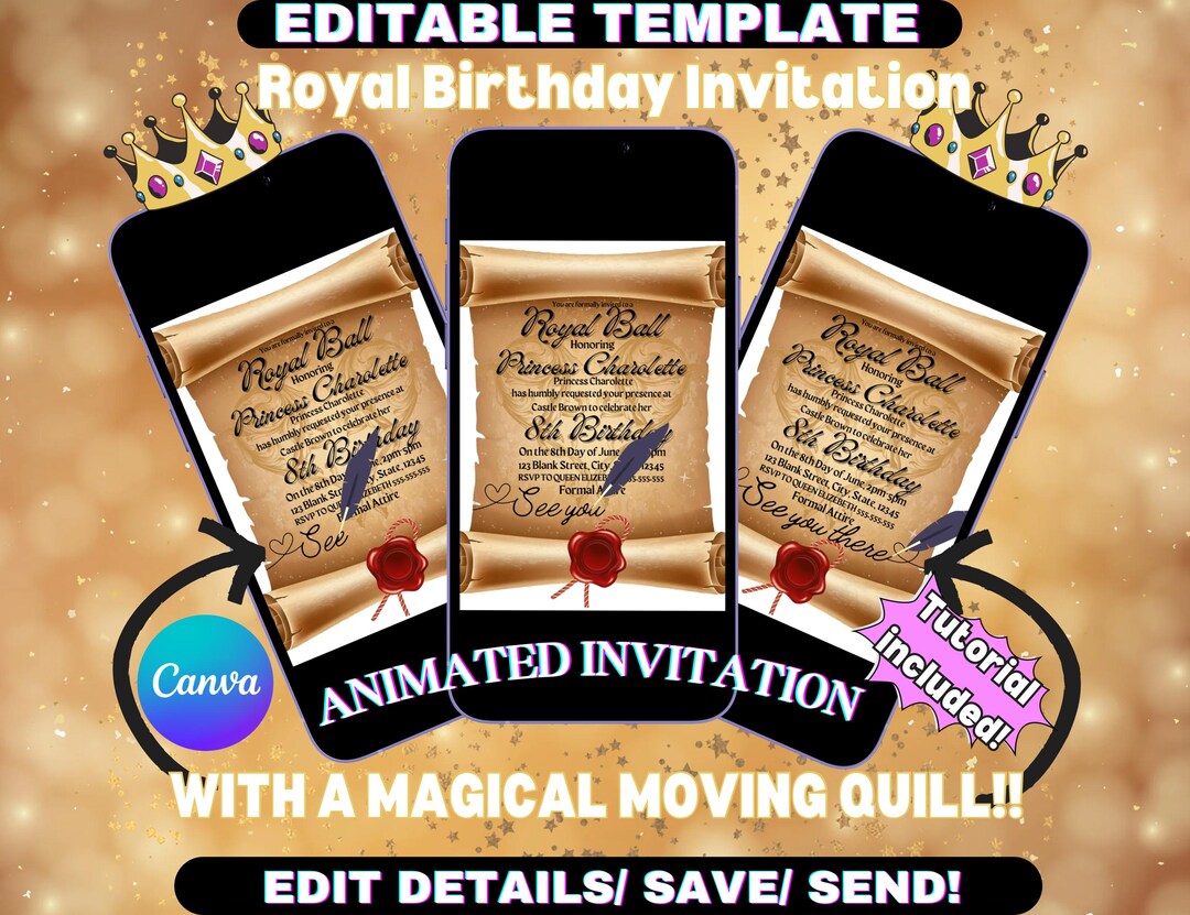 Kids Birthday Invitation, Royal Decree Invitation, Digital Invitation ...
