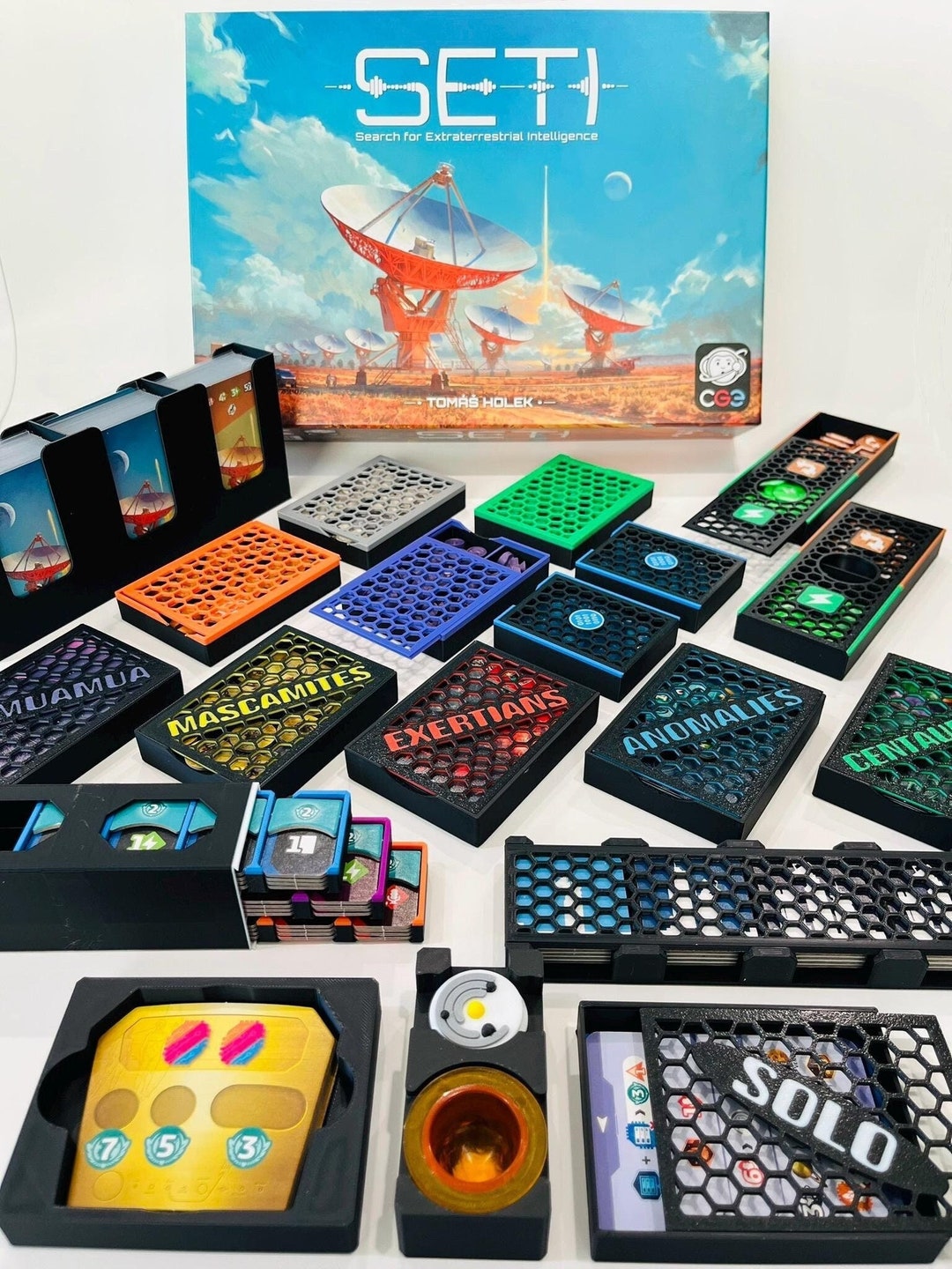 SETI - Game Organizer | Insert | 3D Printed | Compatible With Sleeved ...