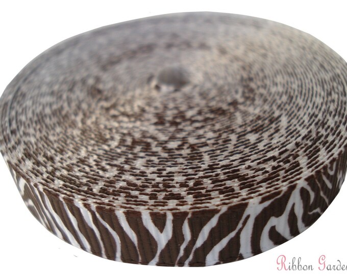 3 Yards Tiger / Zebra Grosgrain Ribbon White and Brown 3/8 Inch Wide ...