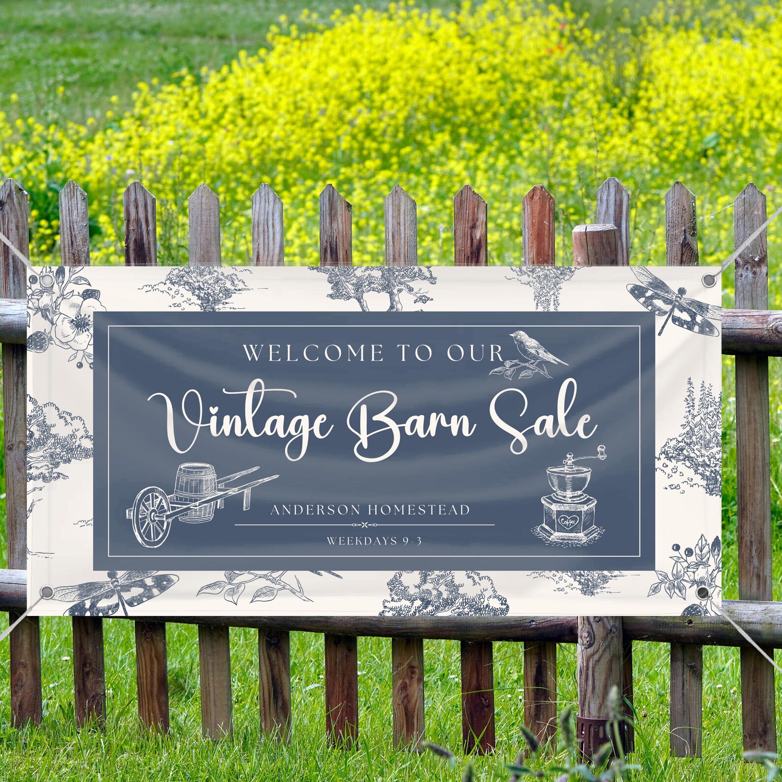 Vintage Sale Farmhouse Vinyl Banner, Rustic Farm Stand Sign, Country ...