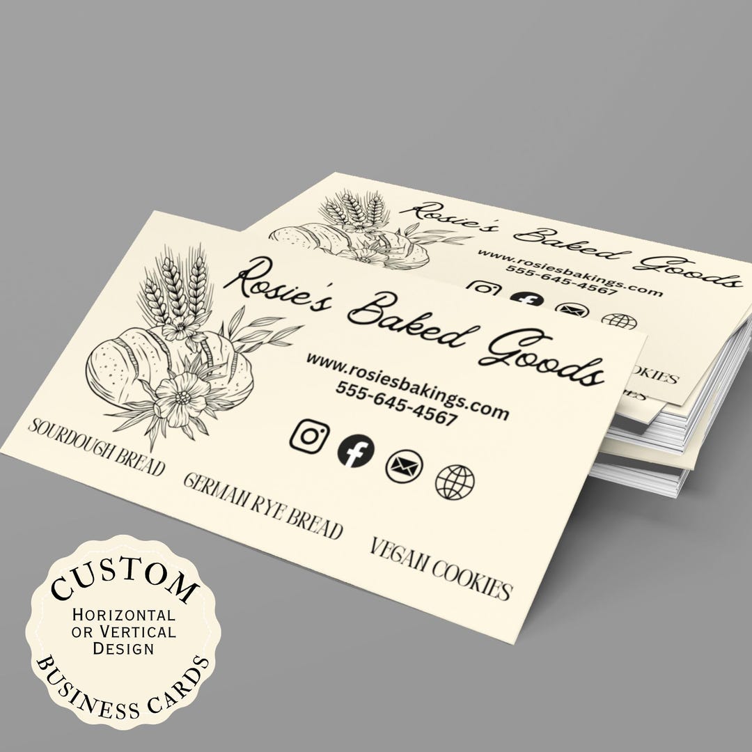 Custom Micro Bakery Business Cards for Sourdough Baker, Personalized ...
