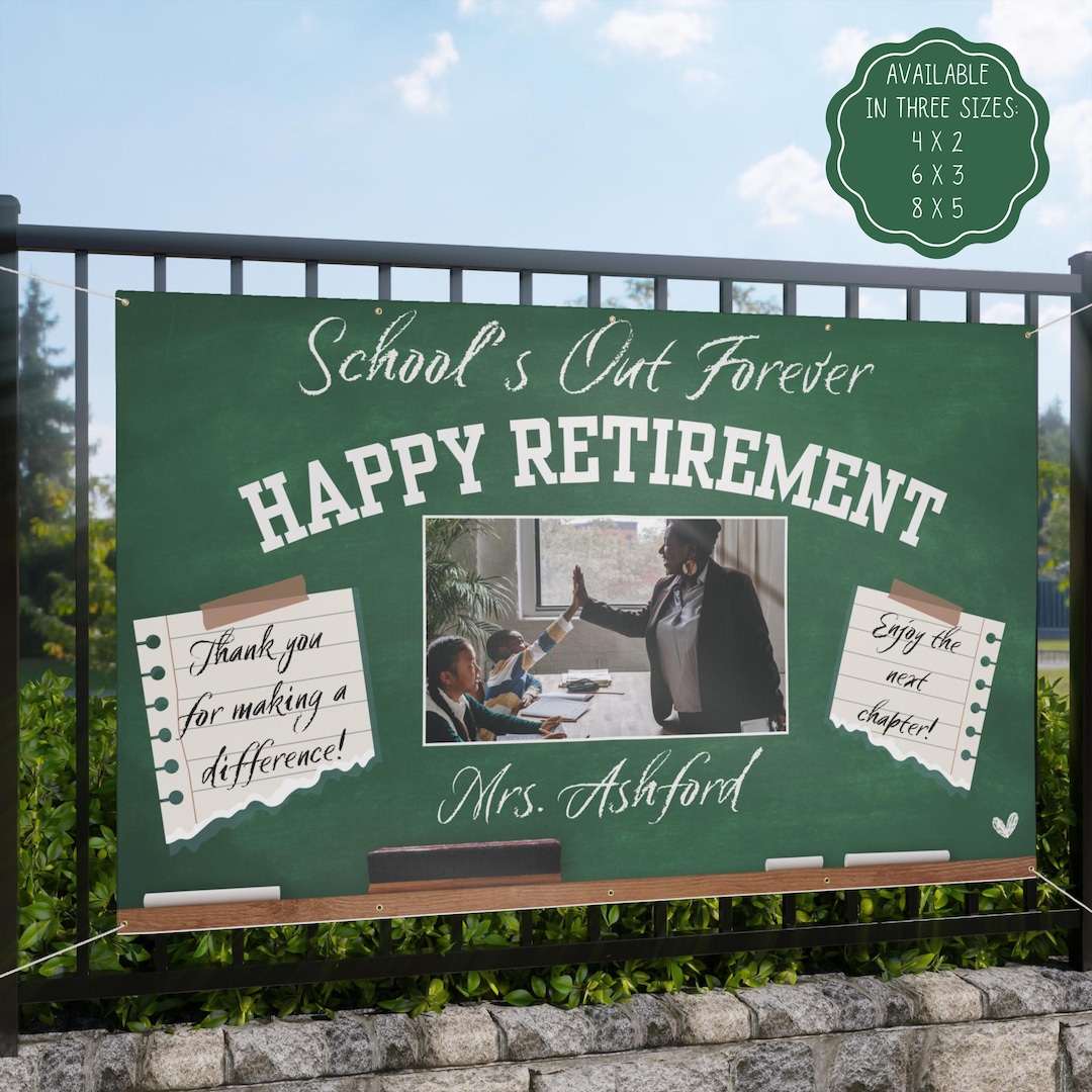 Custom Teacher Retirement Decoration Vinyl Banner, Customizable ...