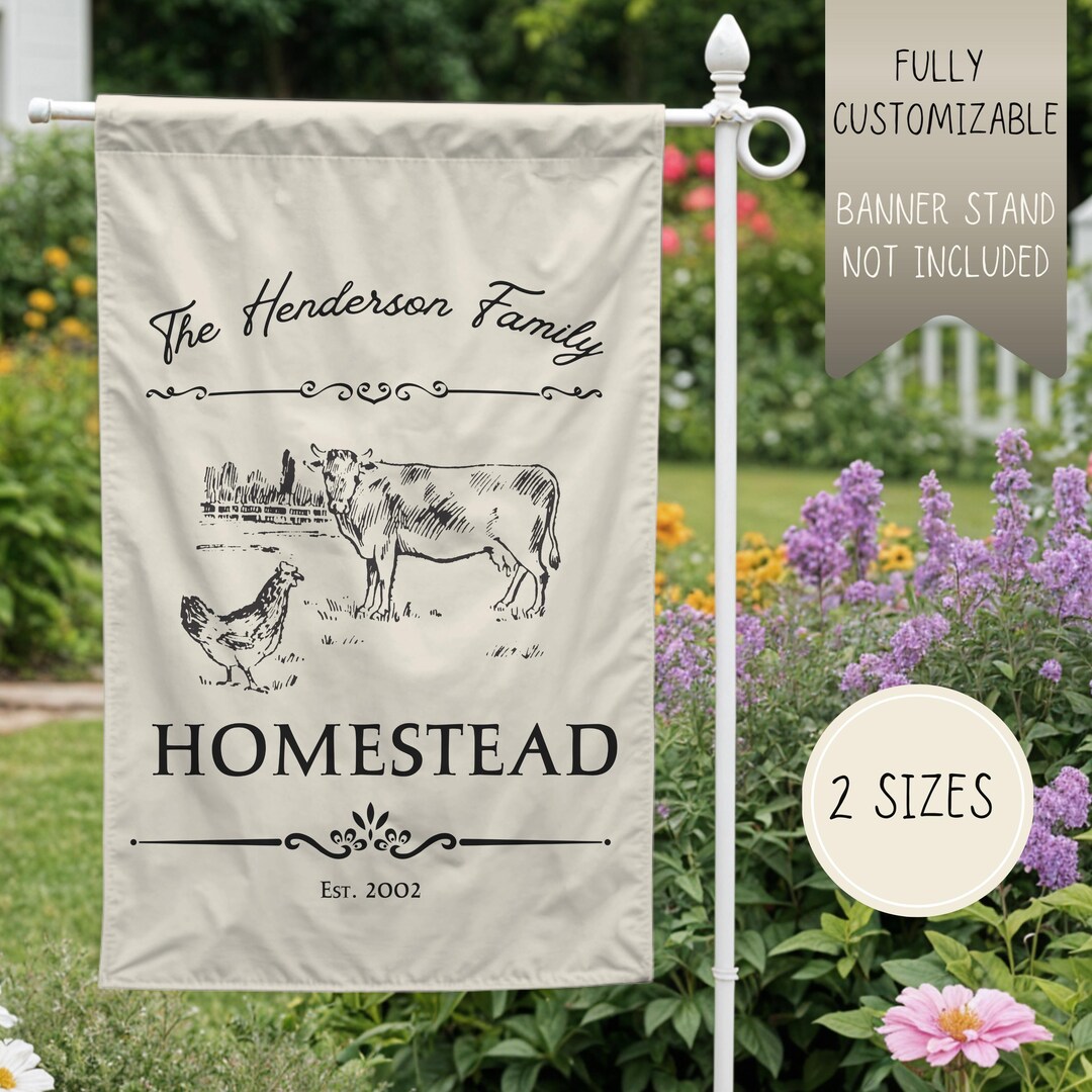 Customizable Homestead Banner, Farmhouse Flag, Personalized Family Farm ...