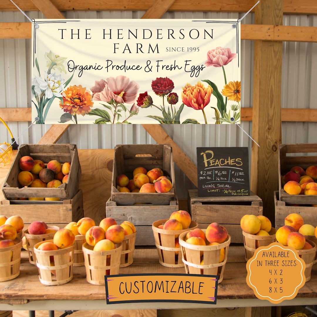 Custom Farm Stand Banner, Farm Fresh Organic Produce Sold Here, Farmers ...
