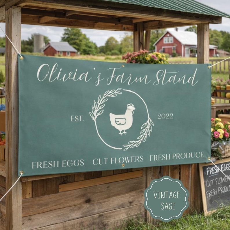 Custom Vintage Farm Stand Vinyl Banner, Customized Farmers Market ...