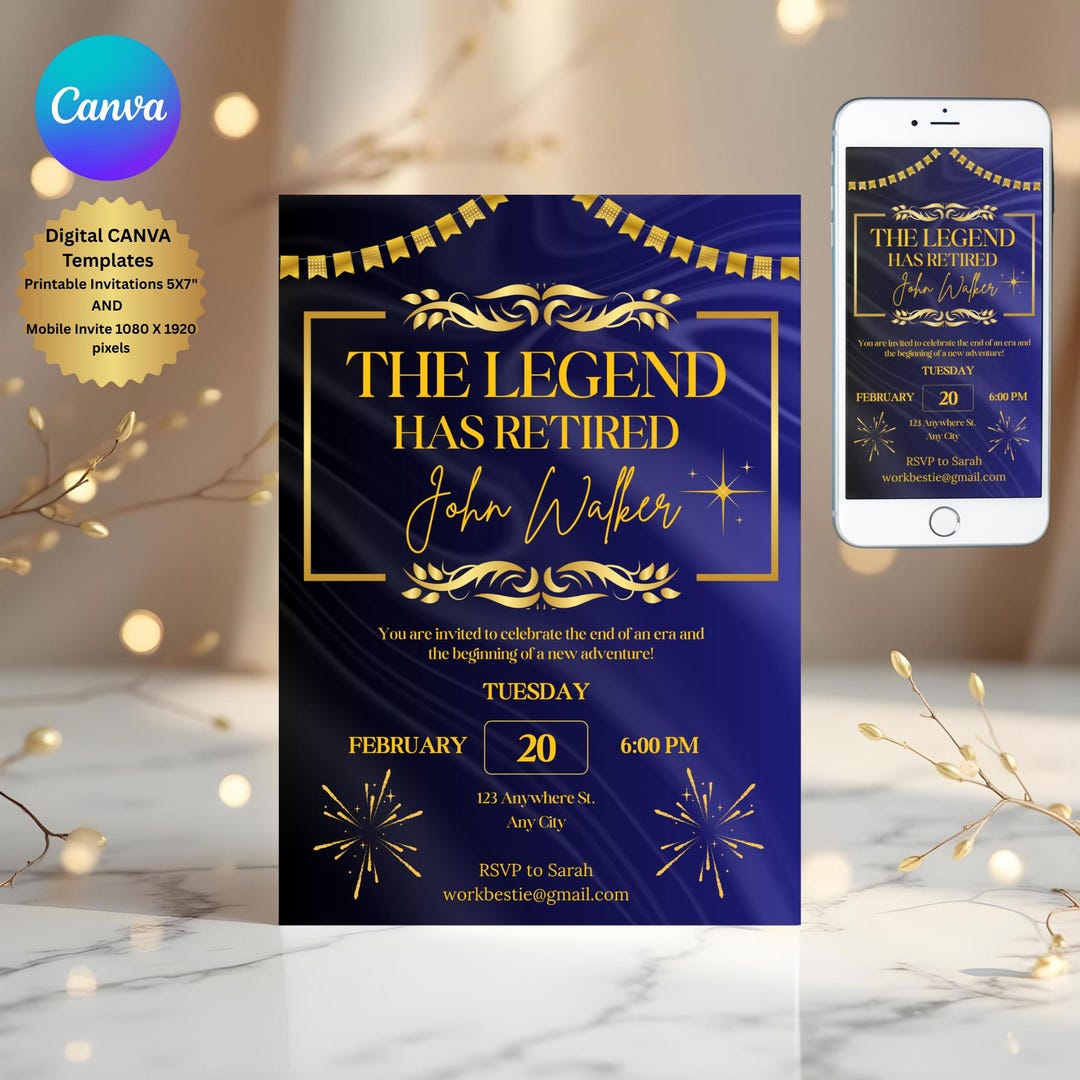 Retirement Party Invitation, the Legend Has Retired Invite, Mobile ...
