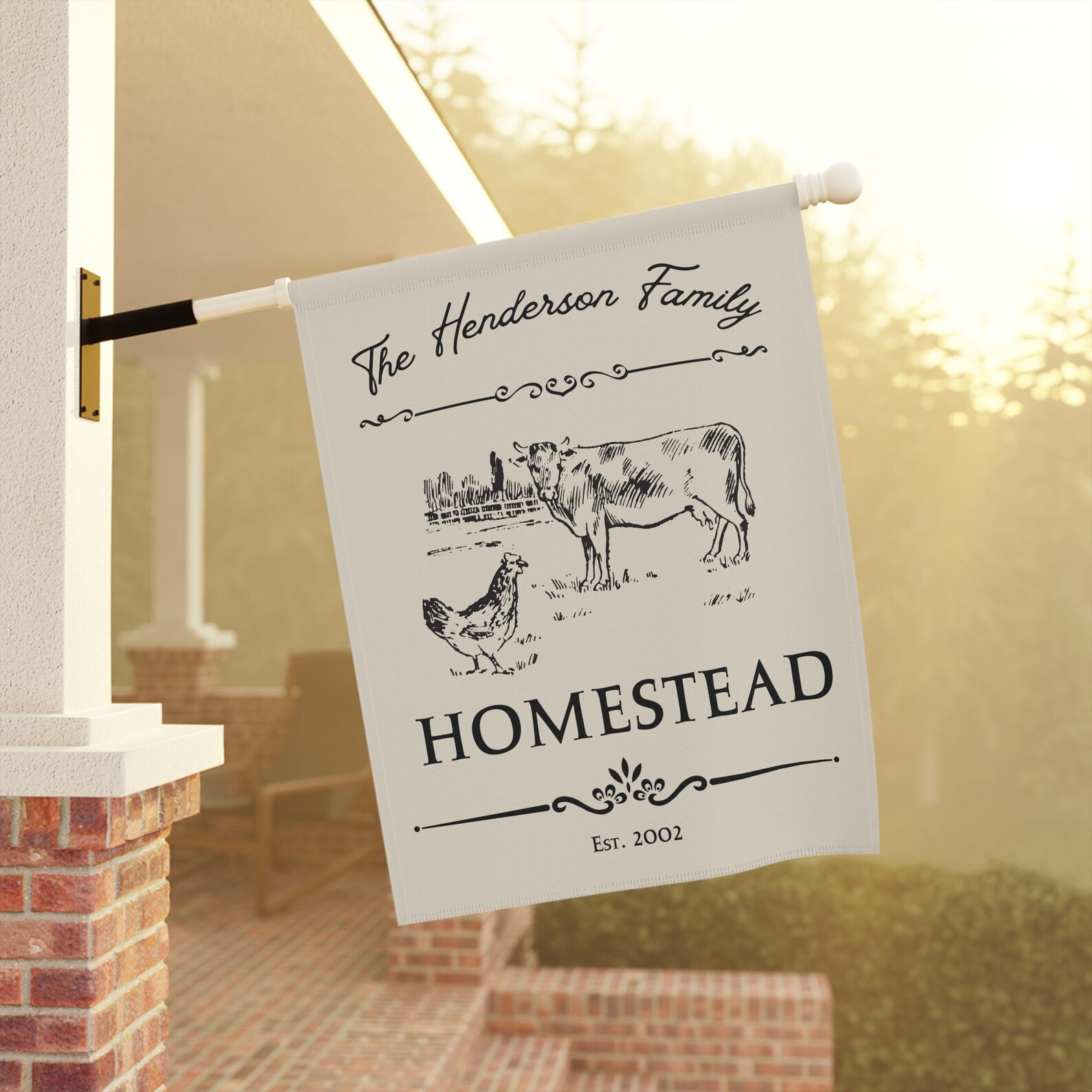 Customizable Homestead Banner, Farmhouse Flag, Personalized Family Farm ...