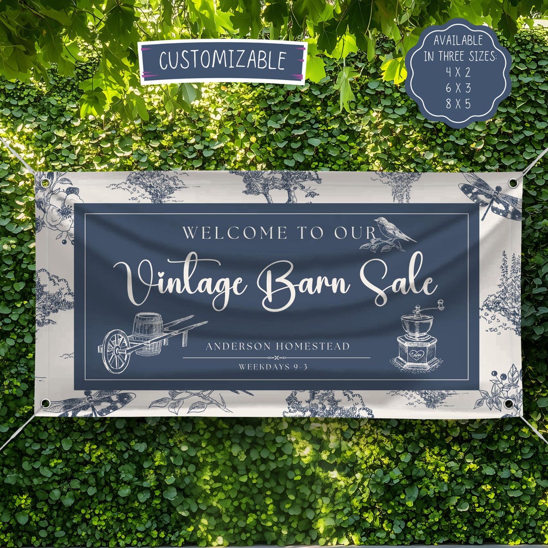 Vintage Sale Farmhouse Vinyl Banner, Rustic Farm Stand Sign, Country ...