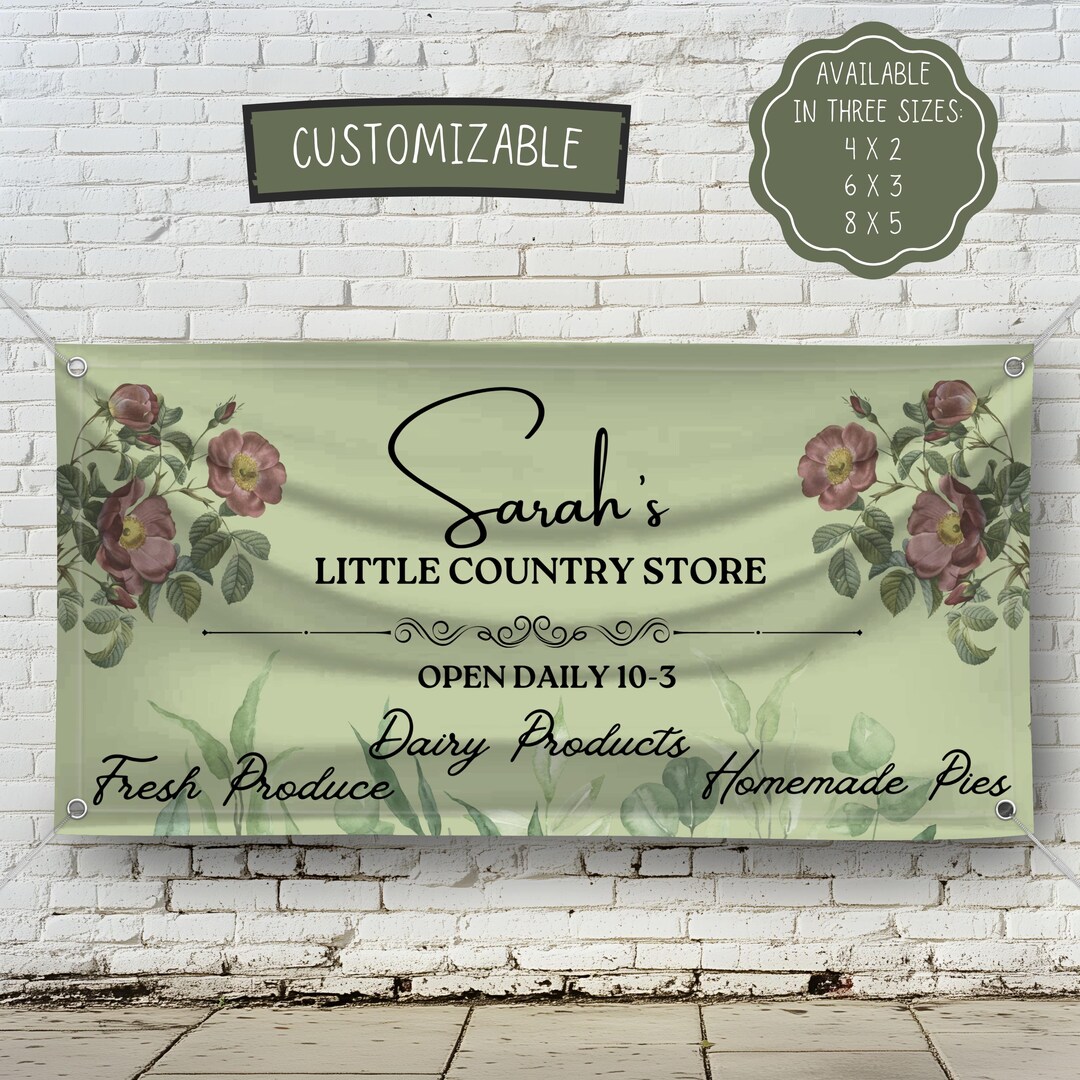 Custom Floral Farm Stand Banner, Country Store Banner, Fresh Eggs Sold ...
