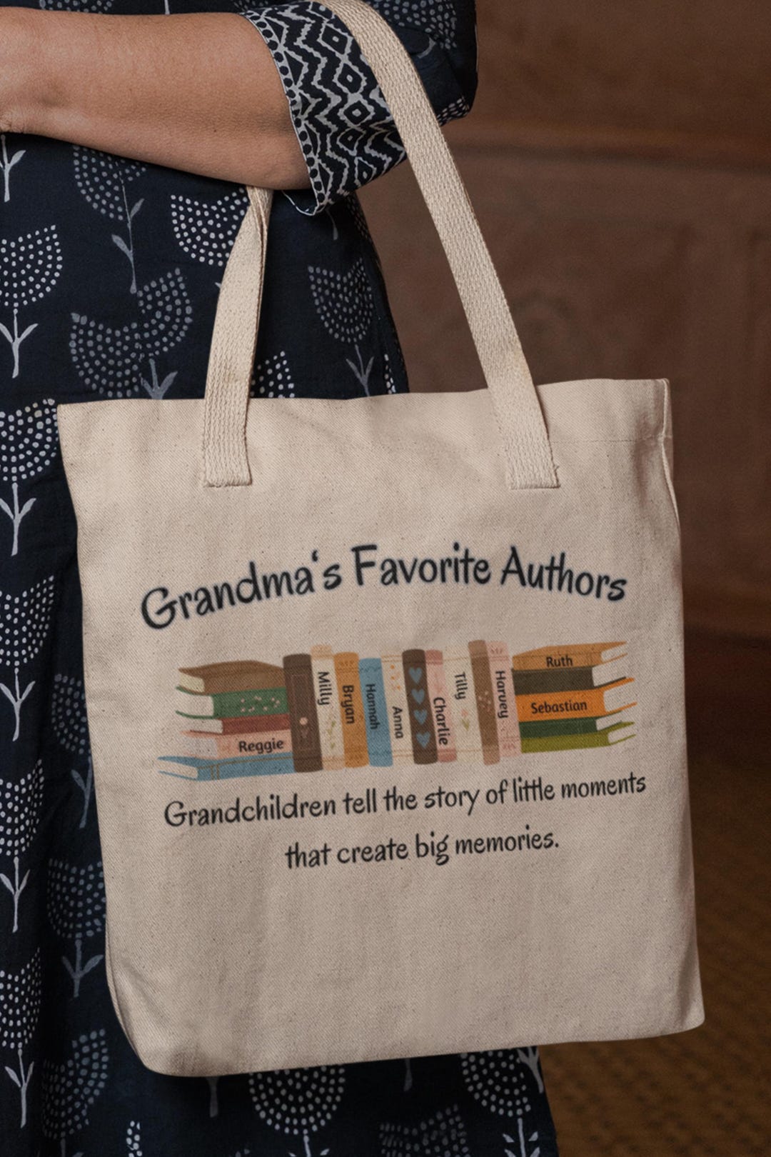 Custom Book Bag for Grandma, Personalized Gift for Book-lover Nana ...