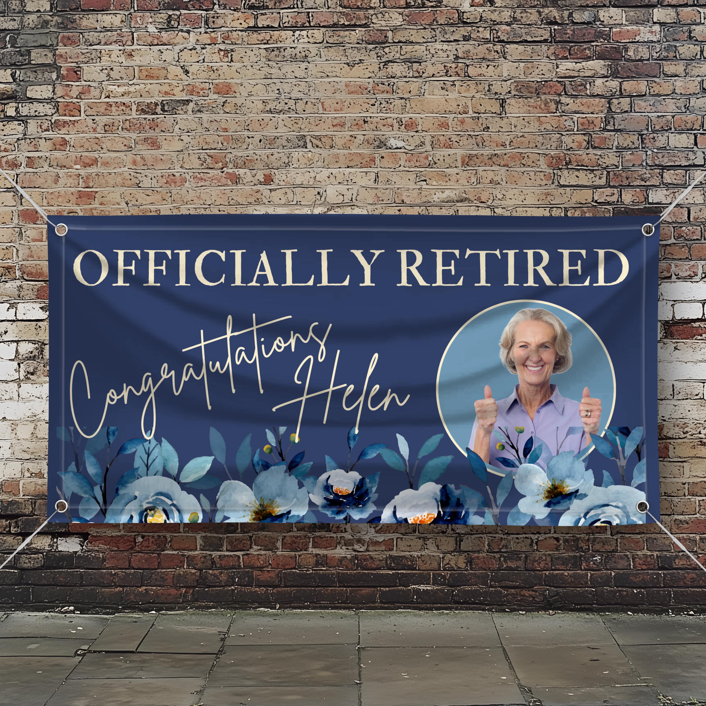 Custom Retirement Decorations Vinyl Banner, Customizable Floral ...