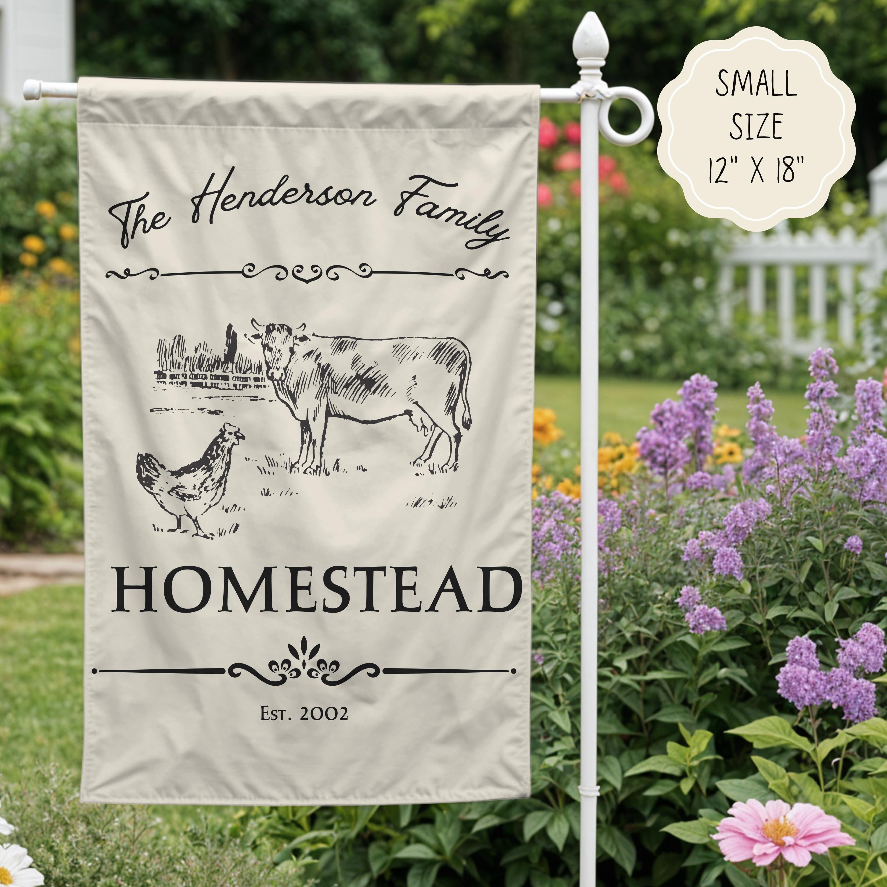Customizable Homestead Banner, Farmhouse Flag, Personalized Family Farm ...