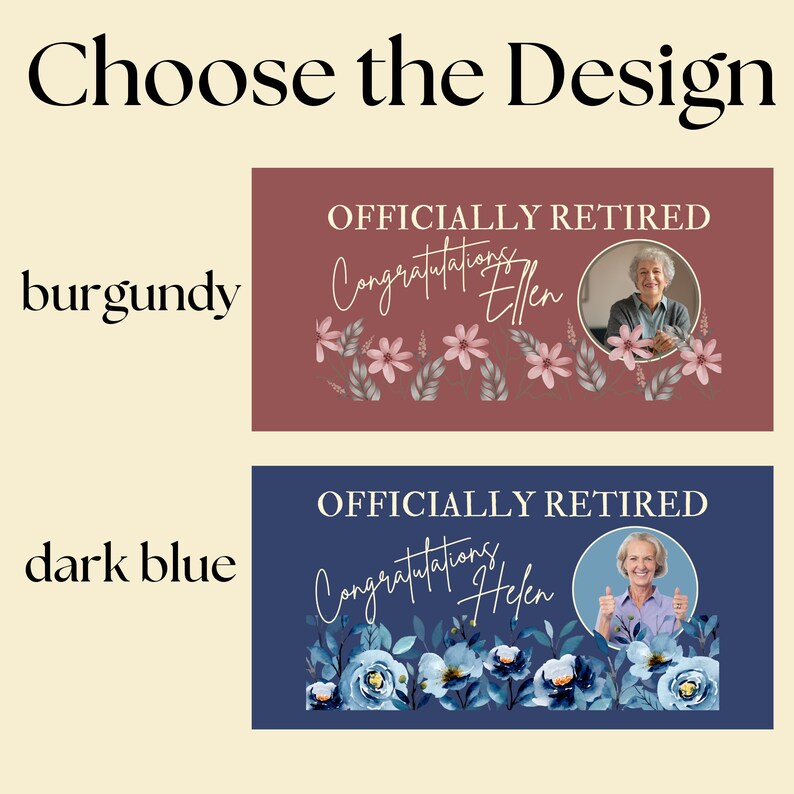 Custom Retirement Decorations Vinyl Banner, Customizable Floral ...