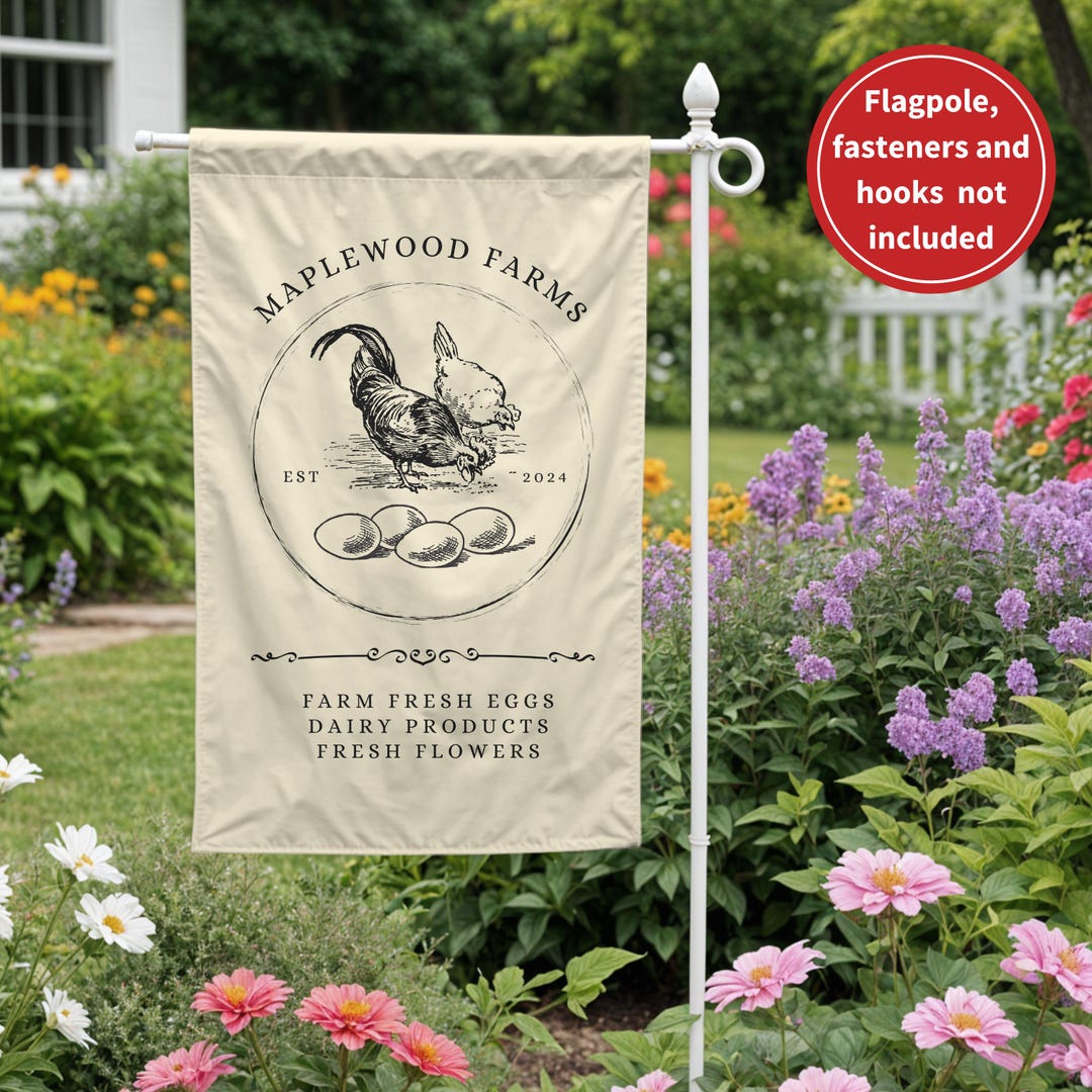 Customizable Chicken Farm Banner, Personalized Fresh Farming Eggs Flag ...