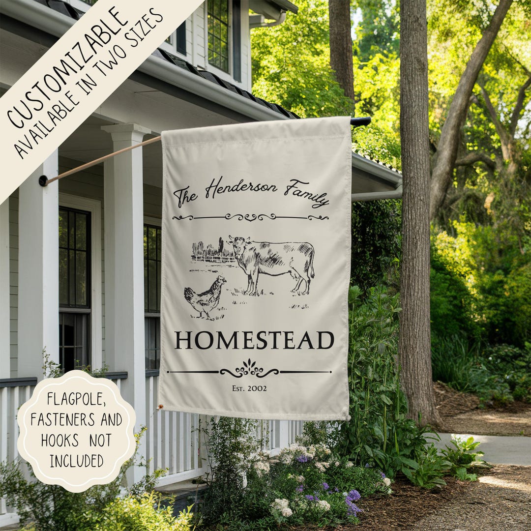 Customizable Homestead Banner, Farmhouse Flag, Personalized Family Farm ...