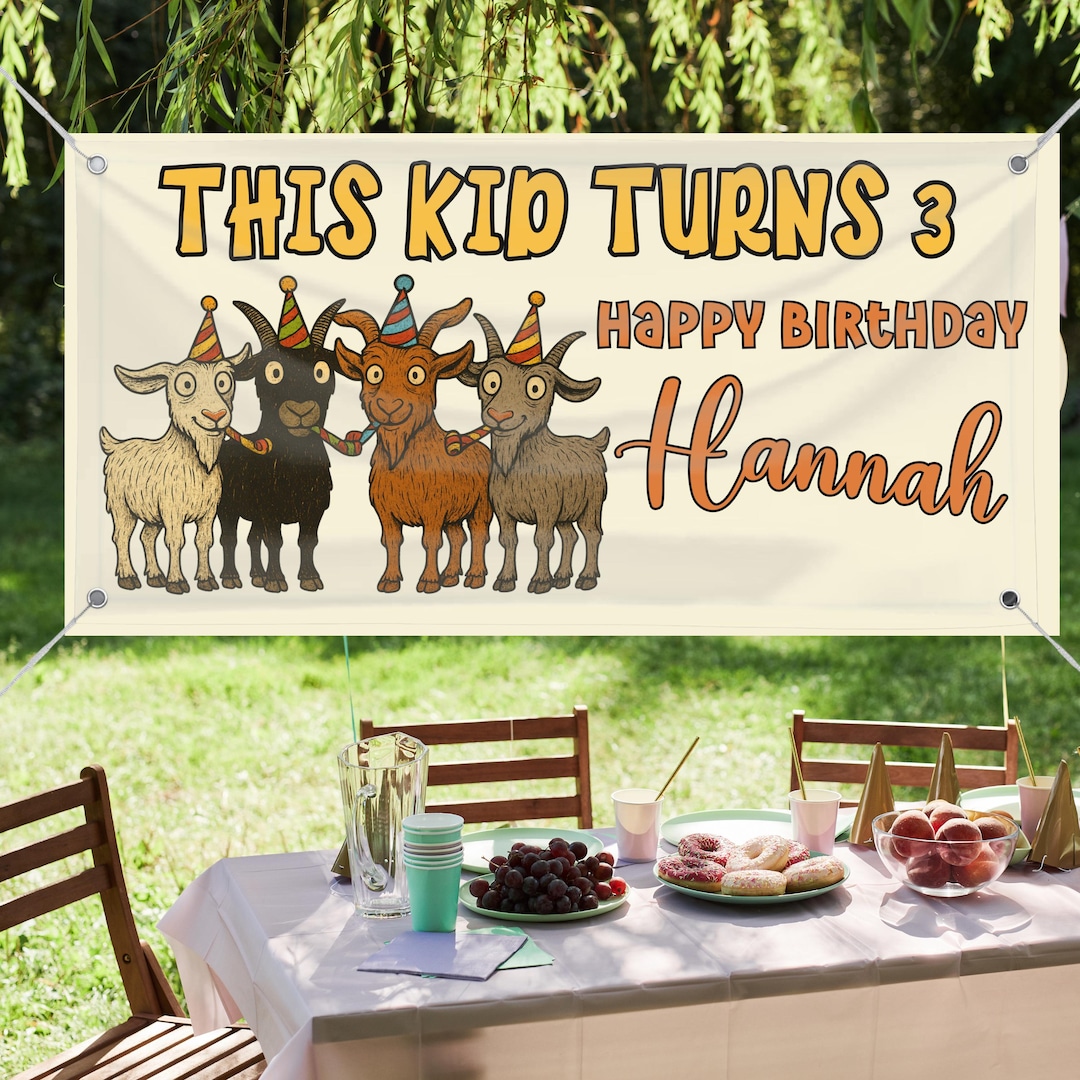 Custom Goat Farm Birthday Banner, Barnyard Kids Party Decor, Party ...