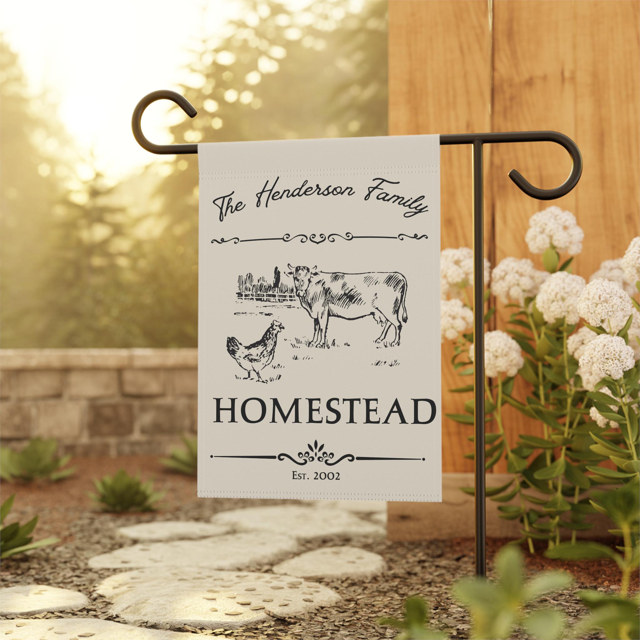 Customizable Homestead Banner, Farmhouse Flag, Personalized Family Farm ...