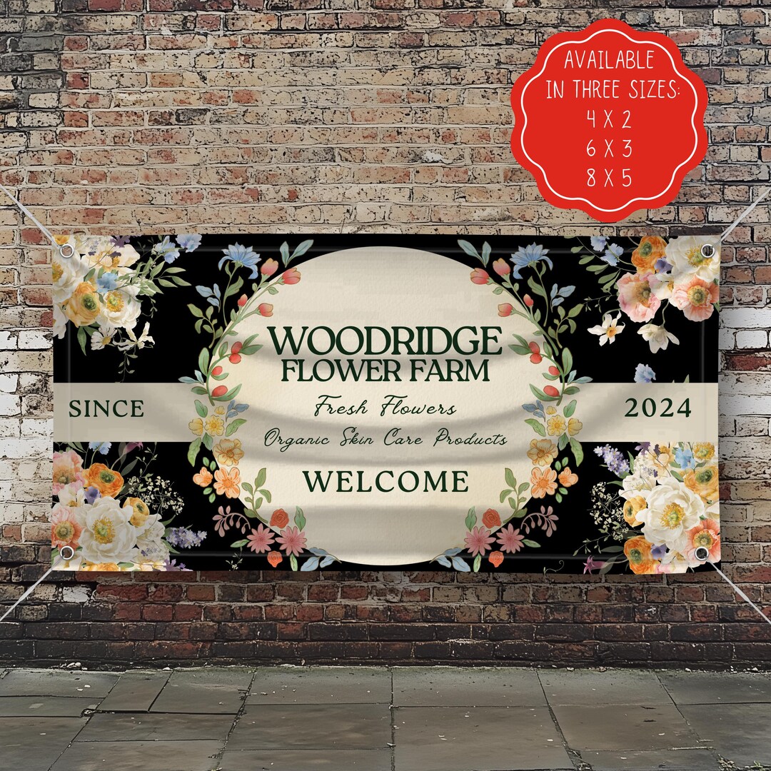 Custom Flower Farm Stand Banner, Farm Fresh Flowers Sold Here, Farmers ...
