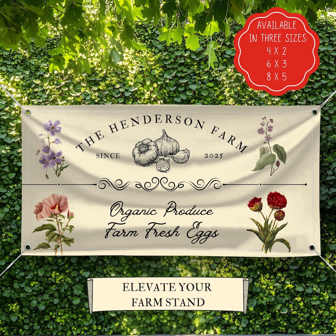 Custom Farm Stand Banner, Farm Fresh Organic Produce Sold Here, Farmers ...