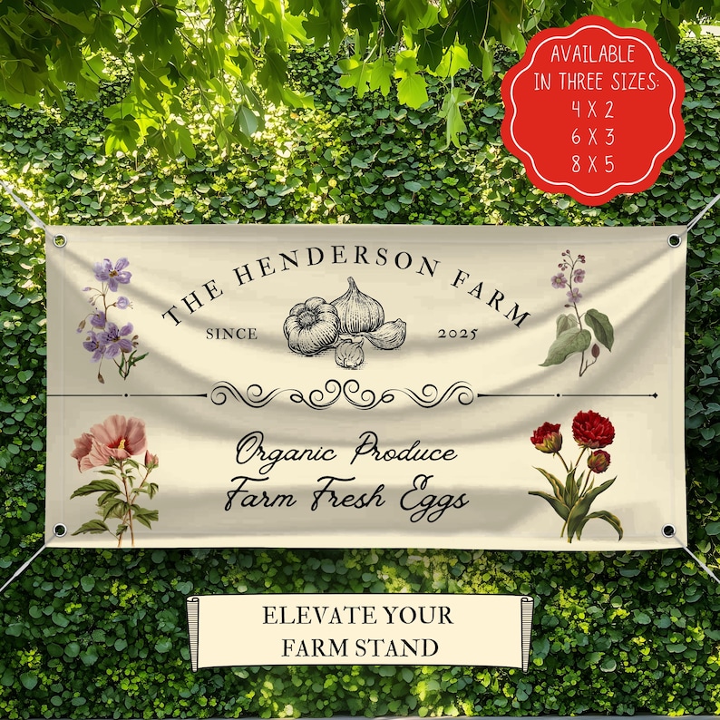 Custom Farm Stand Banner, Farm Fresh Organic Produce Sold Here, Farmers ...