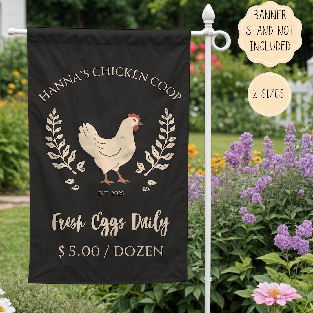 Custom Homestead, Customizable Chicken Farm Banner, Personalized Fresh ...