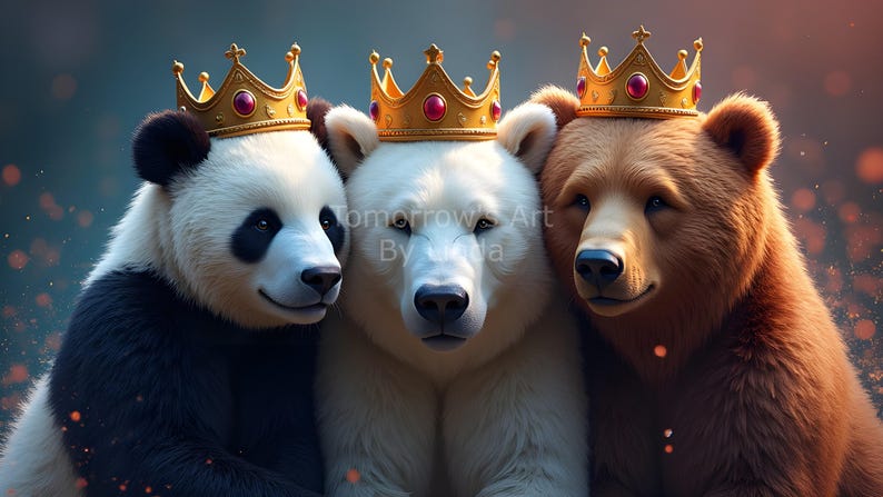 Bears Wearing Crowns Desktop Wallpaper - Etsy