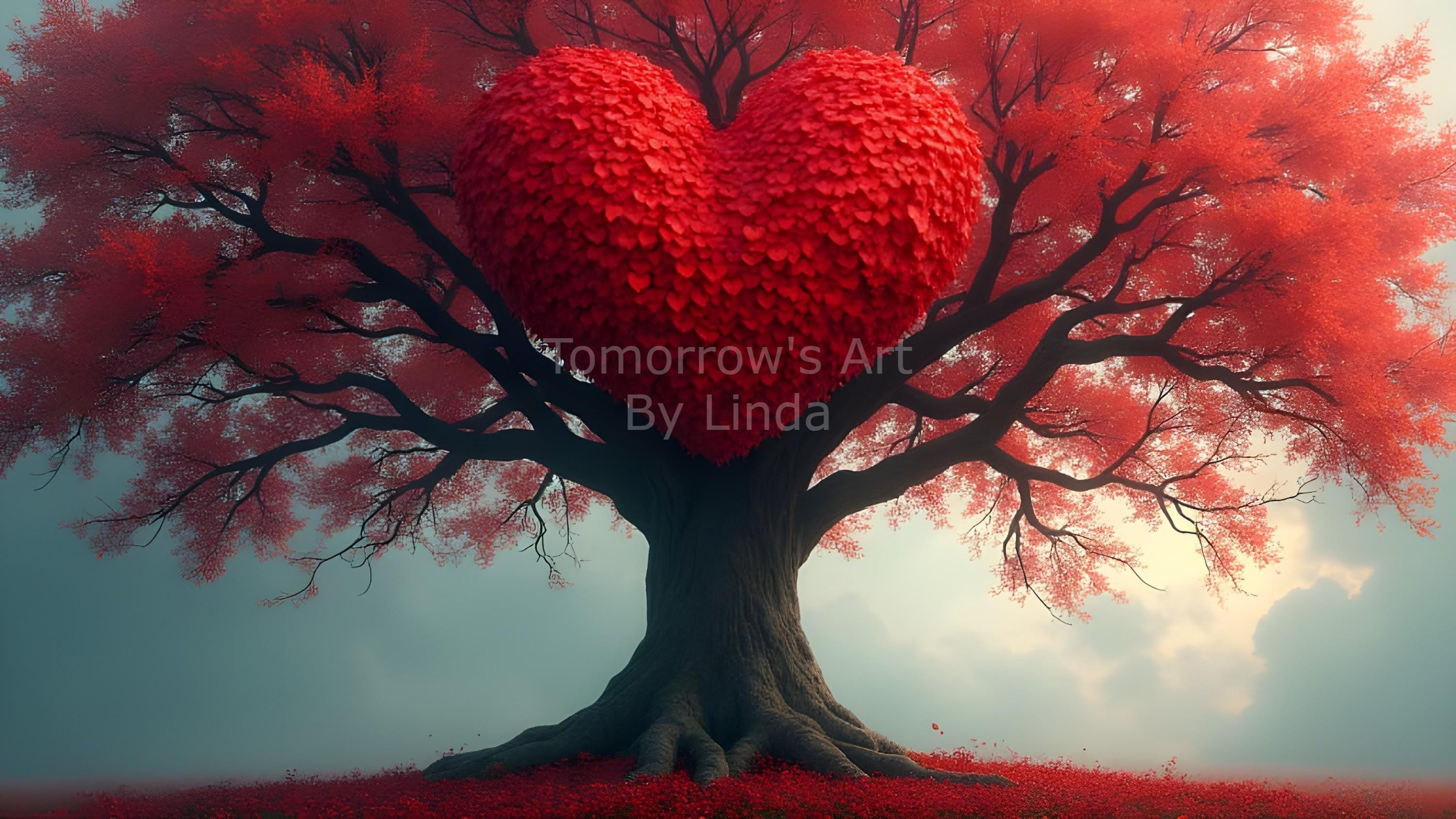Heart Tree Desktop Wallpaper - Etsy
