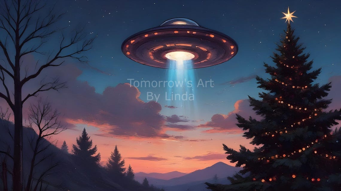 UFO Christmas Desktop Wallpaper - Etsy