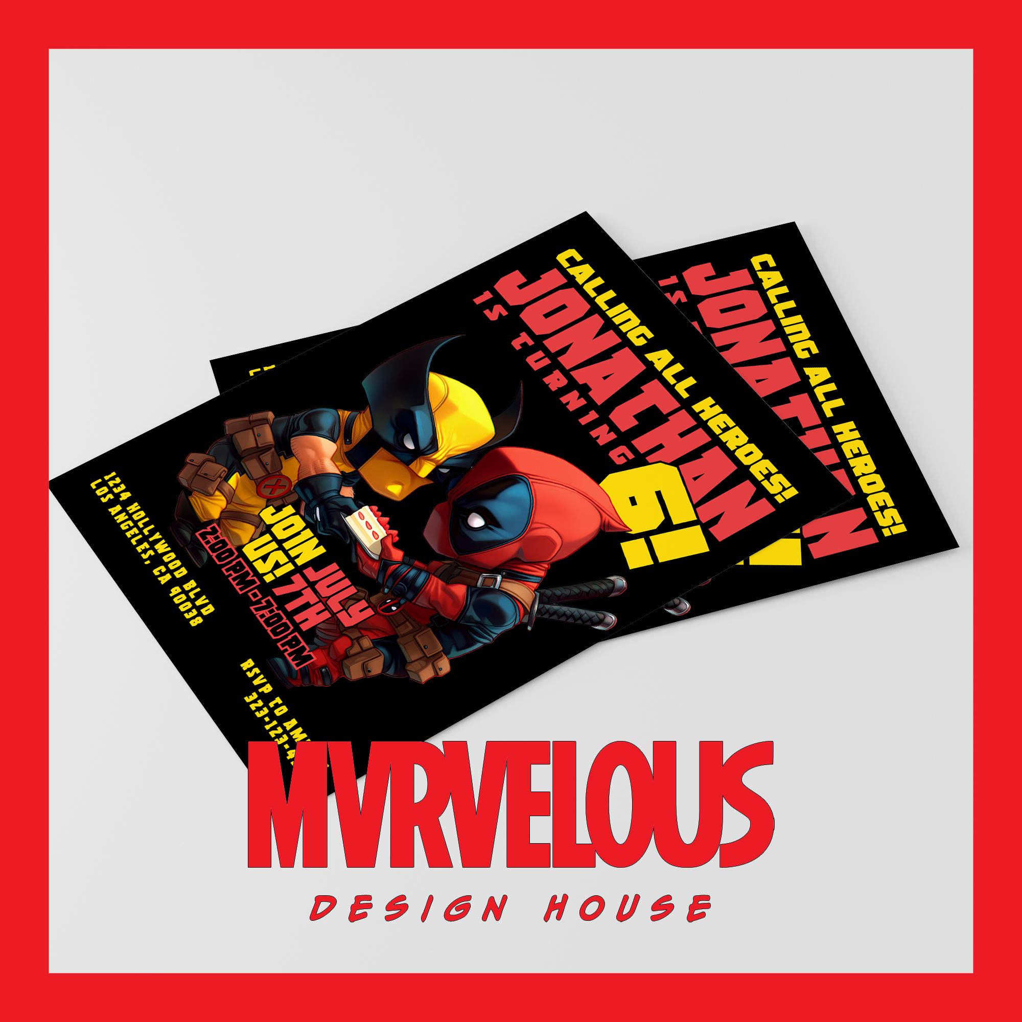 Deadpool Wolverine Invitation, Superhero Bday Party, Deadpool Wolverine ...