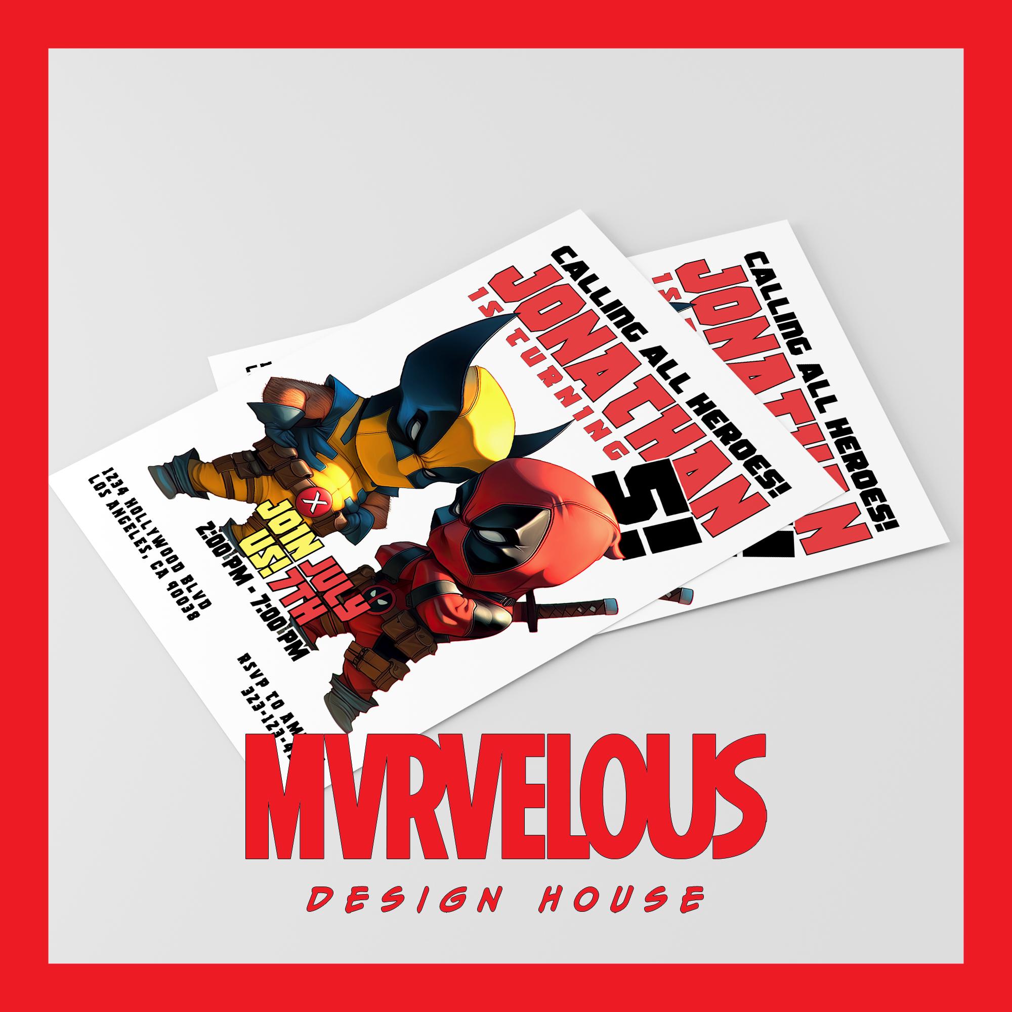 Deadpool Wolverine Invitation, Superhero Bday Party, Deadpool Wolverine ...