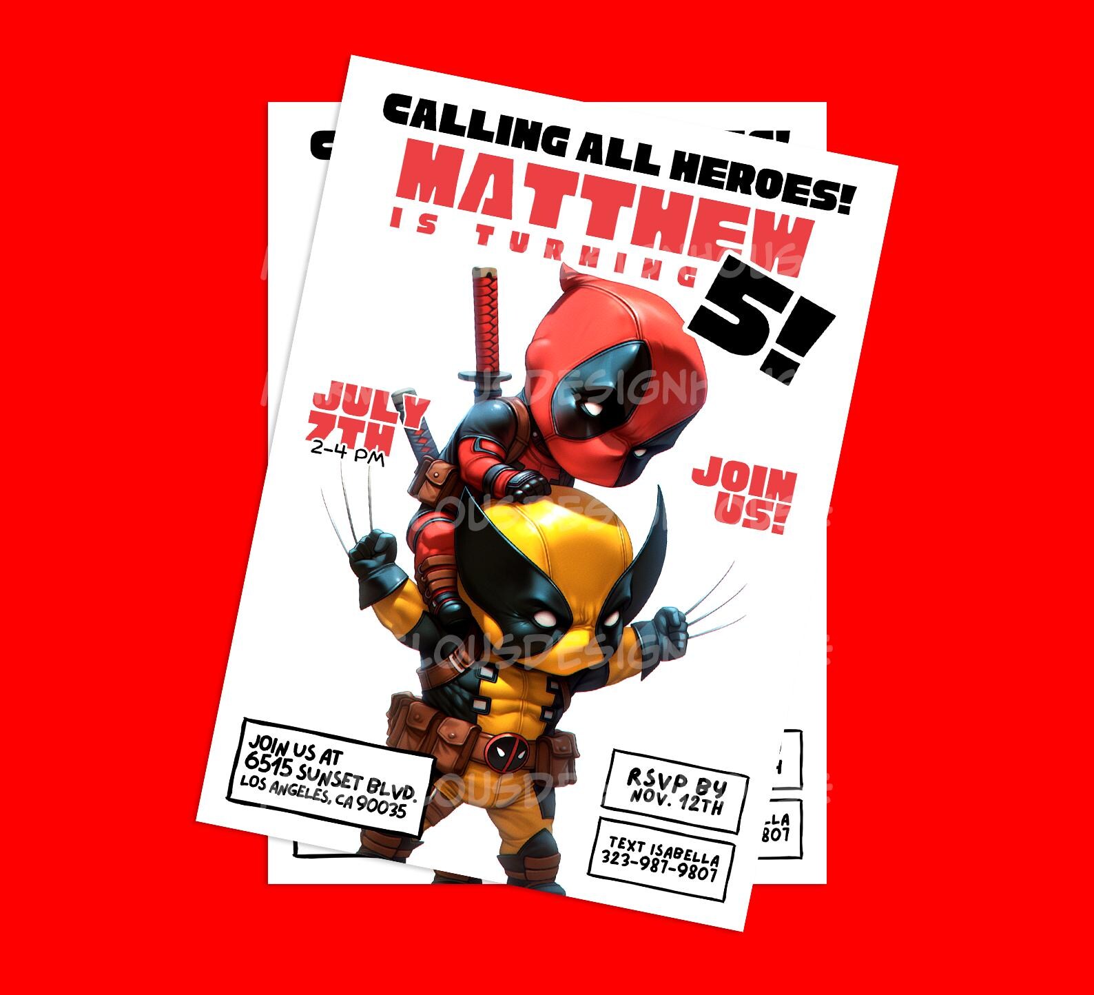 Deadpool Wolverine Invitation, Superhero Bday Party, Deadpool Wolverine ...