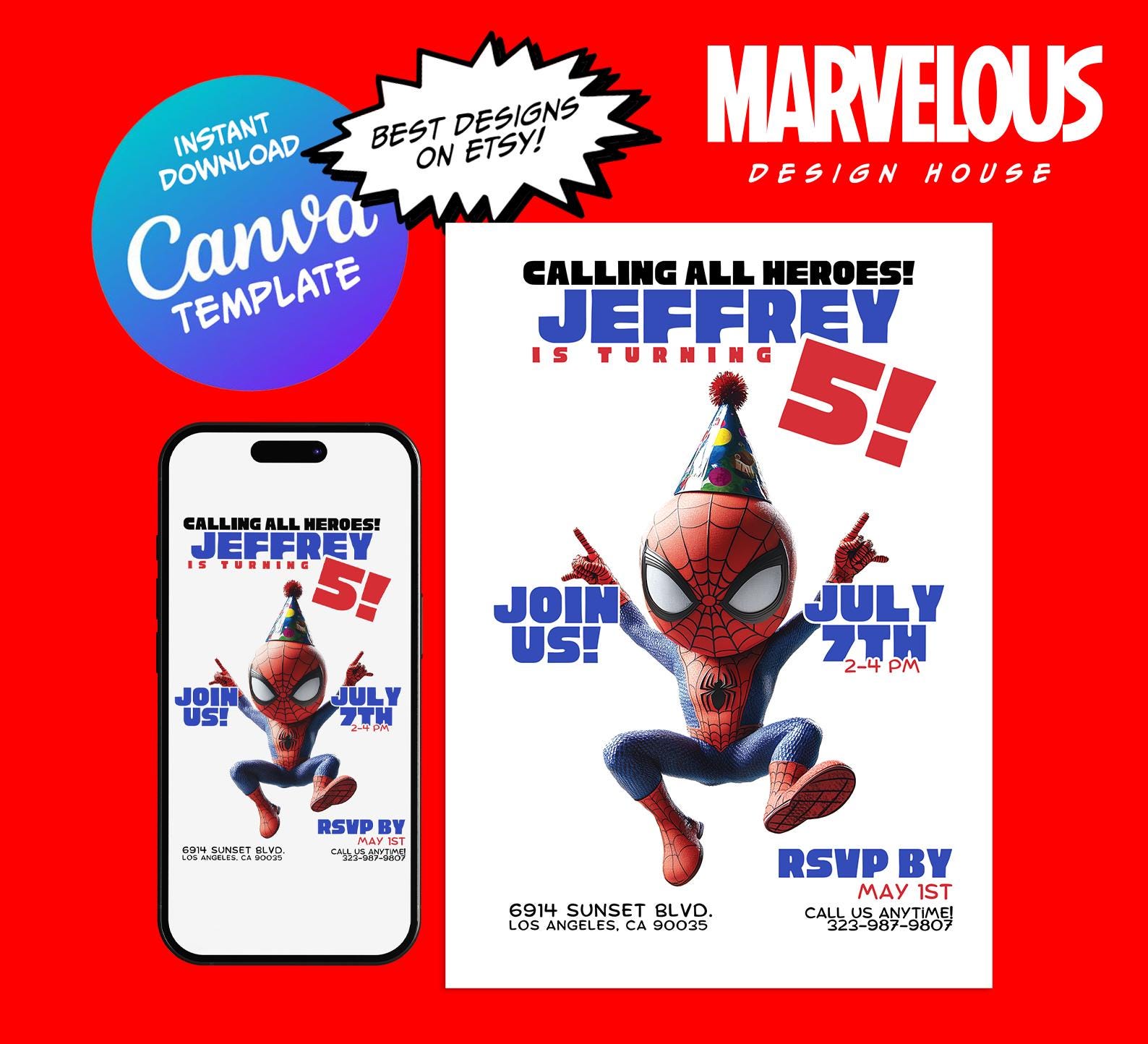 Editable Spider Man Birthday Invitation Template, Printable Birthday ...