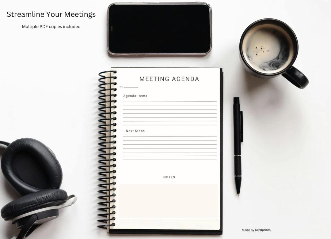 Simple Meeting Agenda Printable – Sleek & Professional Design | Ideal ...