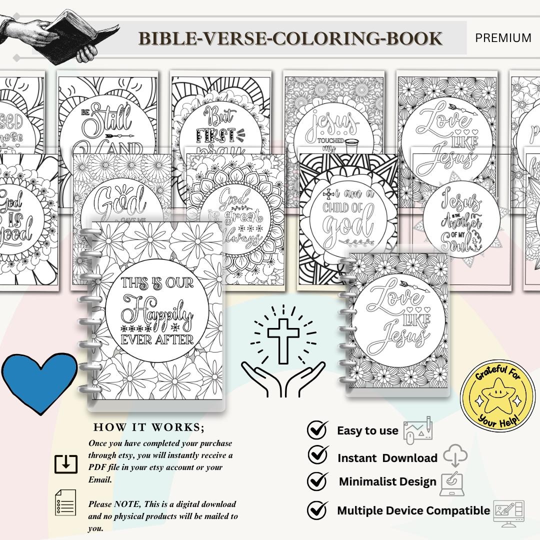 Coloring Book: Bible Verse Coloring Pages for Adults | Inspirational ...