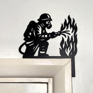 Firefighter Door Topper, Fireman Wall Art, Fire Department Office Decor ...