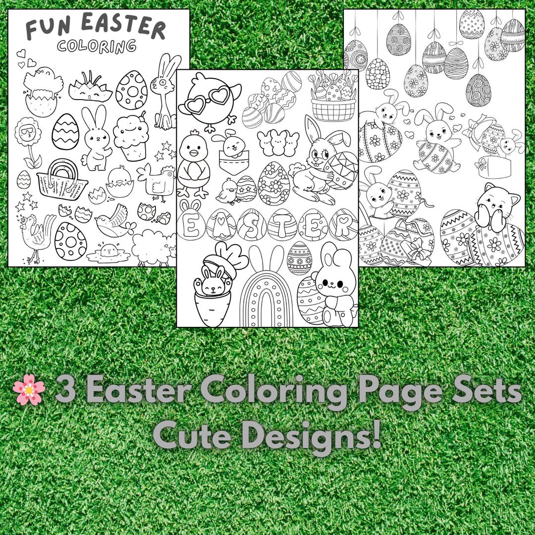 Easter Bunny Coloring Pages, Spring & Easter Coloring Book Floral ...