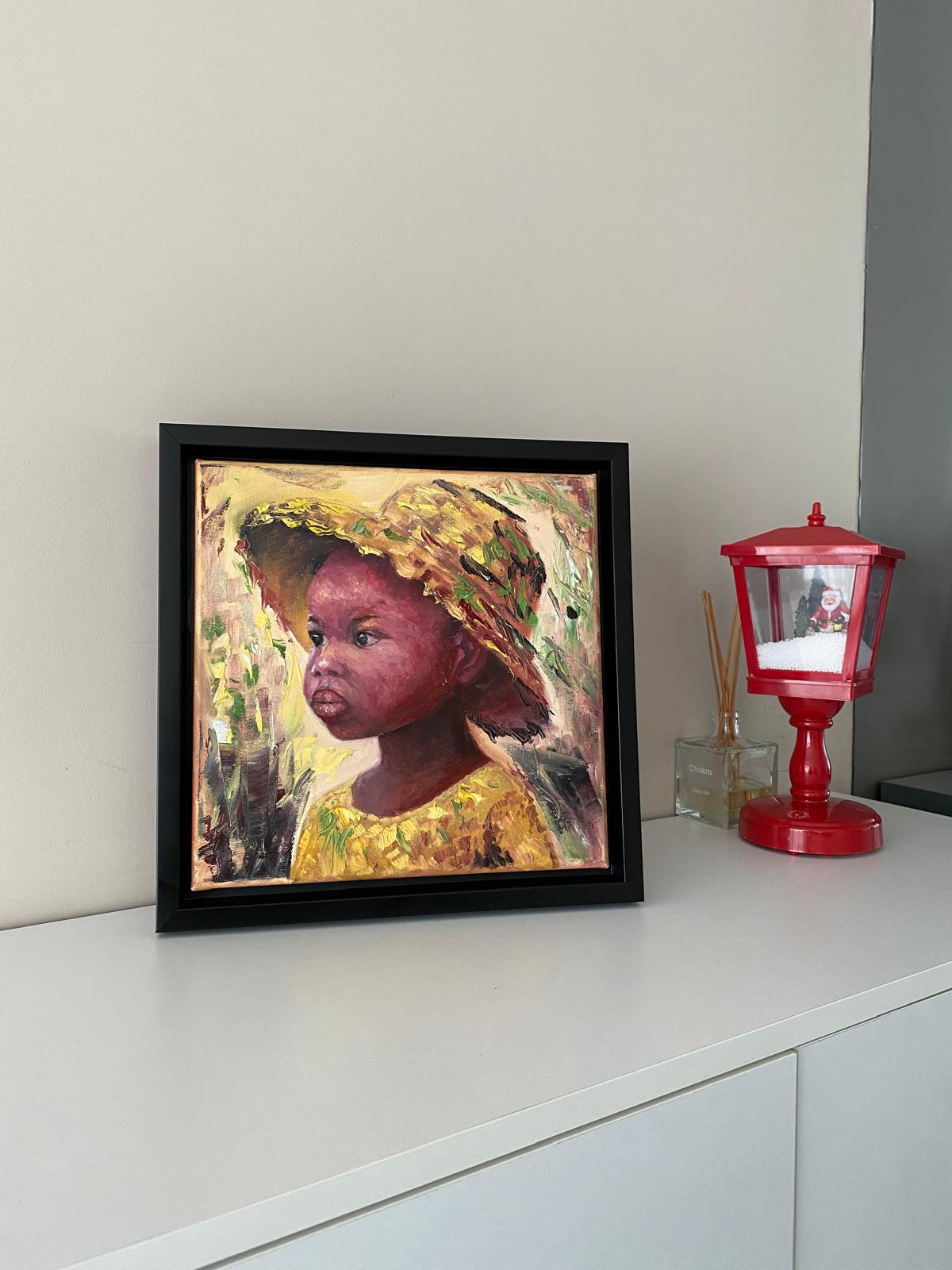 Portrait of a Black Child - Handmade Oil Painting on Canvas, Emotional ...