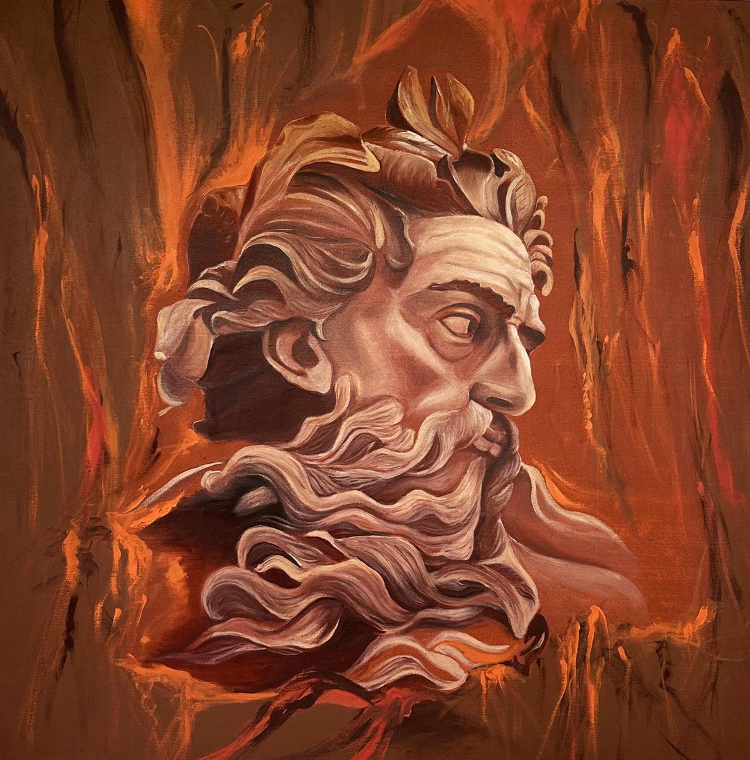 Poseidon Oil Painting on Canvas: Greek Mythology Art (39.4x39.4 Inches ...