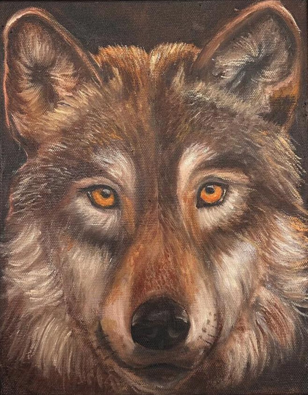 Majestic Wolf Oil Painting , Small Wolf Canvas Painting –hand-painted ...