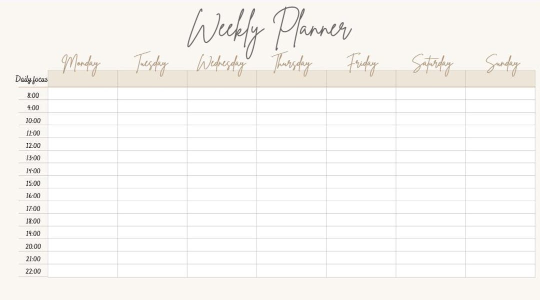 Editable Neutral Weekly Planner Template | Monday Start | Canva ...