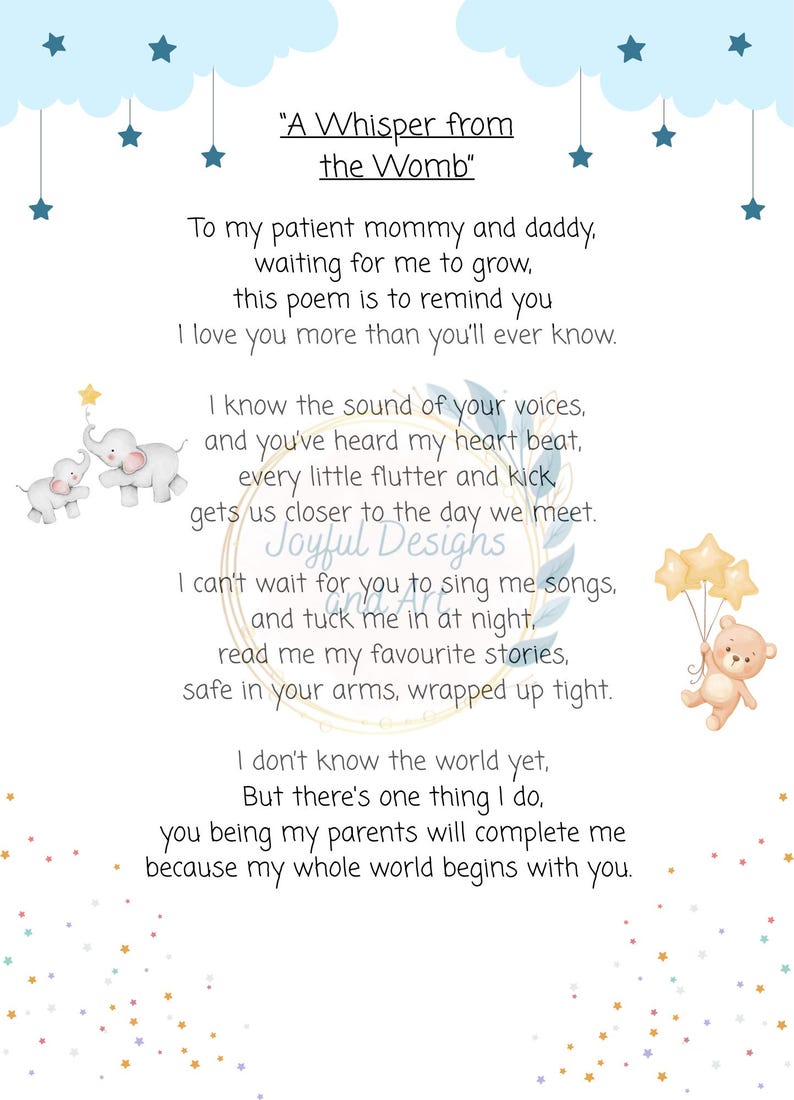 Baby Poem Print (blue): New Parent Keepsake Gift (digital Download) - Etsy
