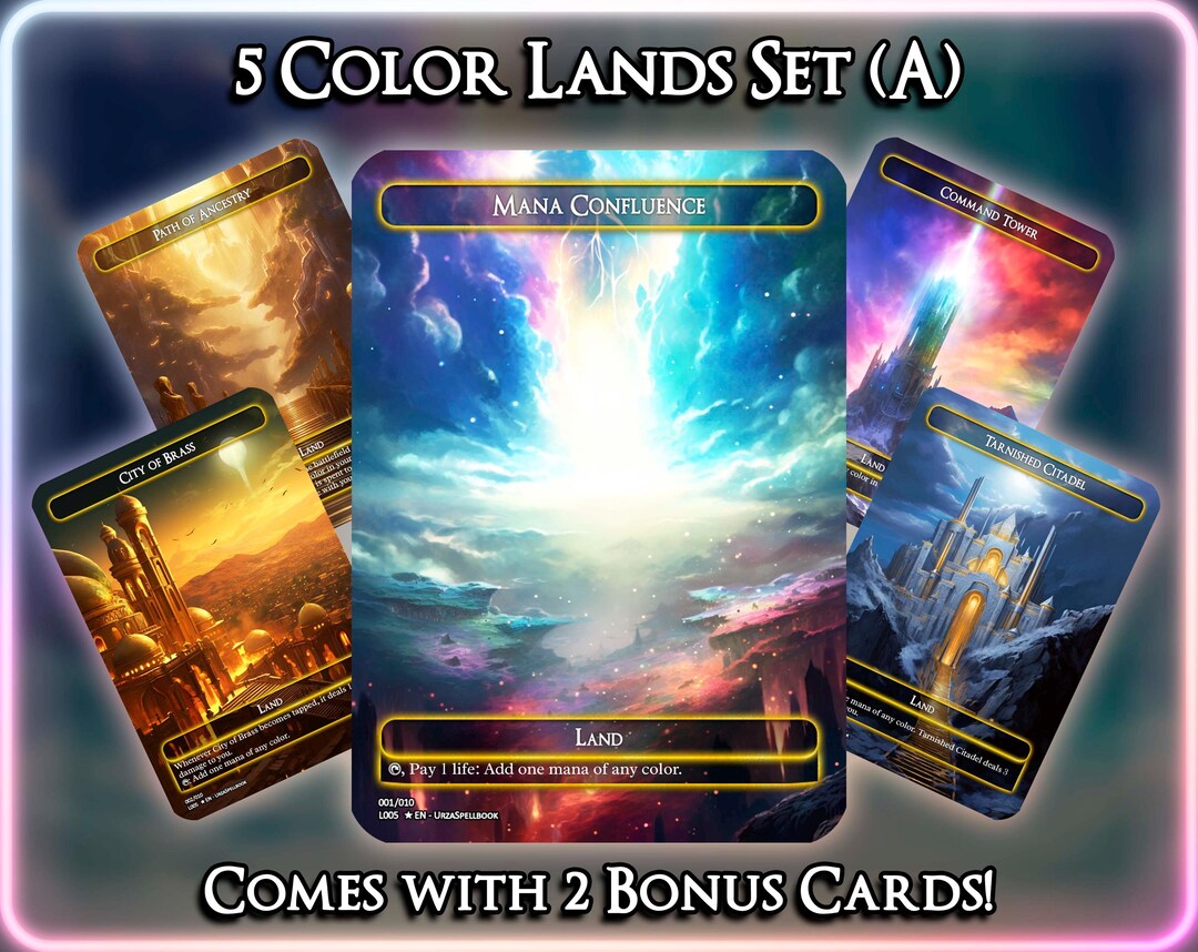 5 Color Lands Set A 10 Proxy Cards 2 Bonus Exclusive Designs for Your ...
