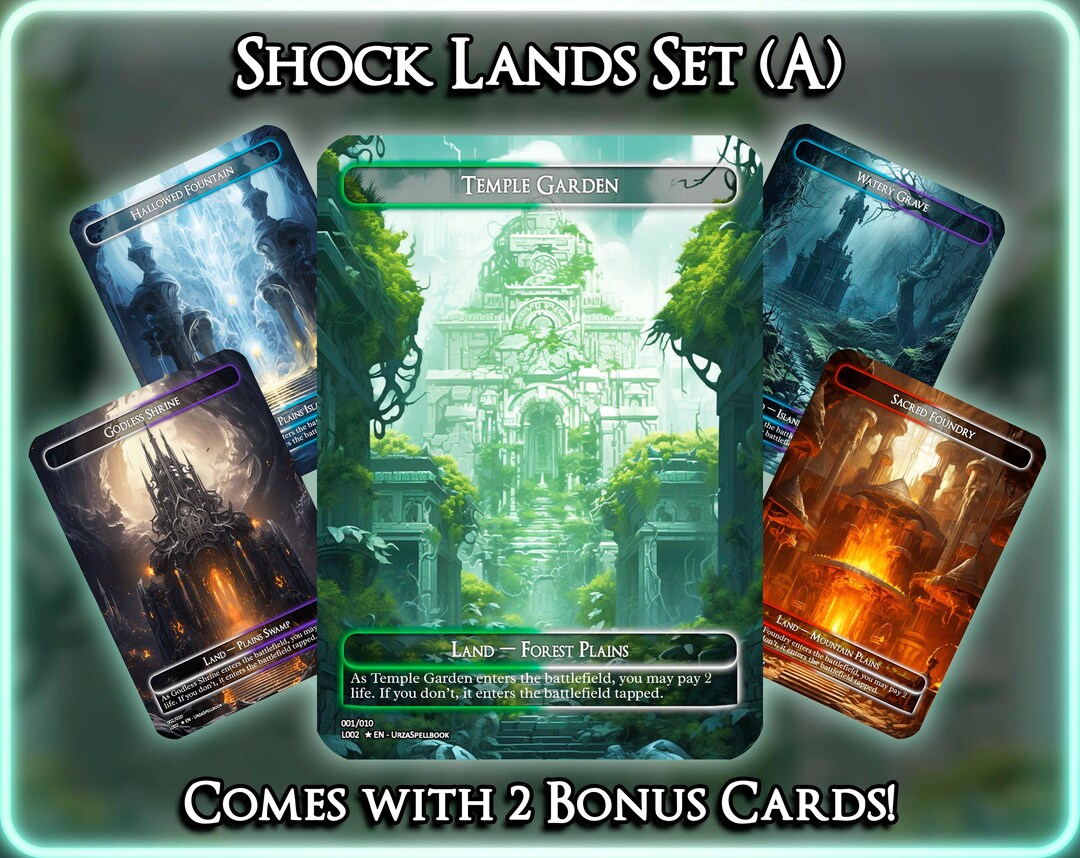Shock Lands Set A 10 Proxy Cards 2 Bonus Exclusive Designs for Your ...