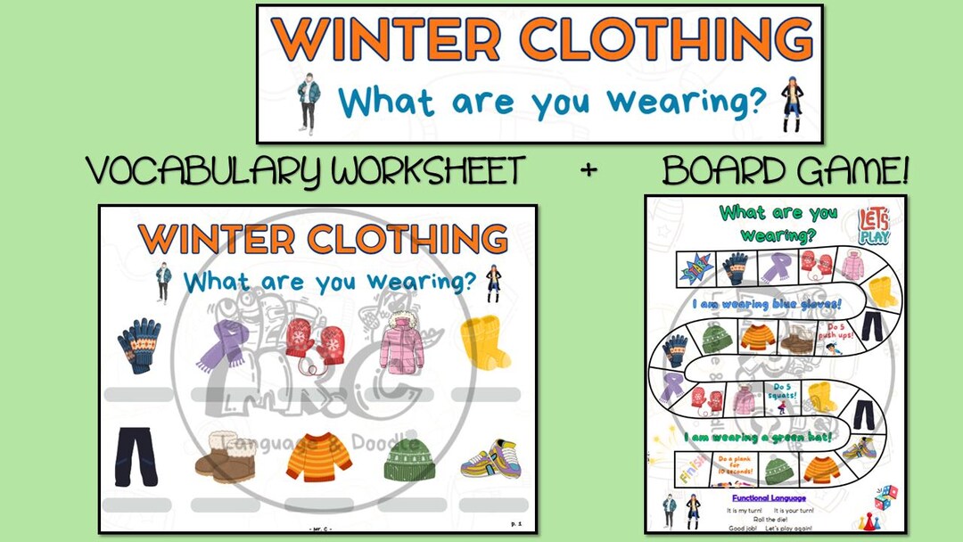 ESL WINTER CLOTHING Oral Activity for Grade 2 - Vocabulary Worksheet ...